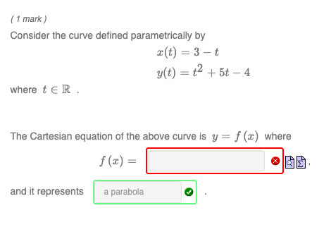 Solved (1 mark) Consider the curve defined parametrically by | Chegg.com