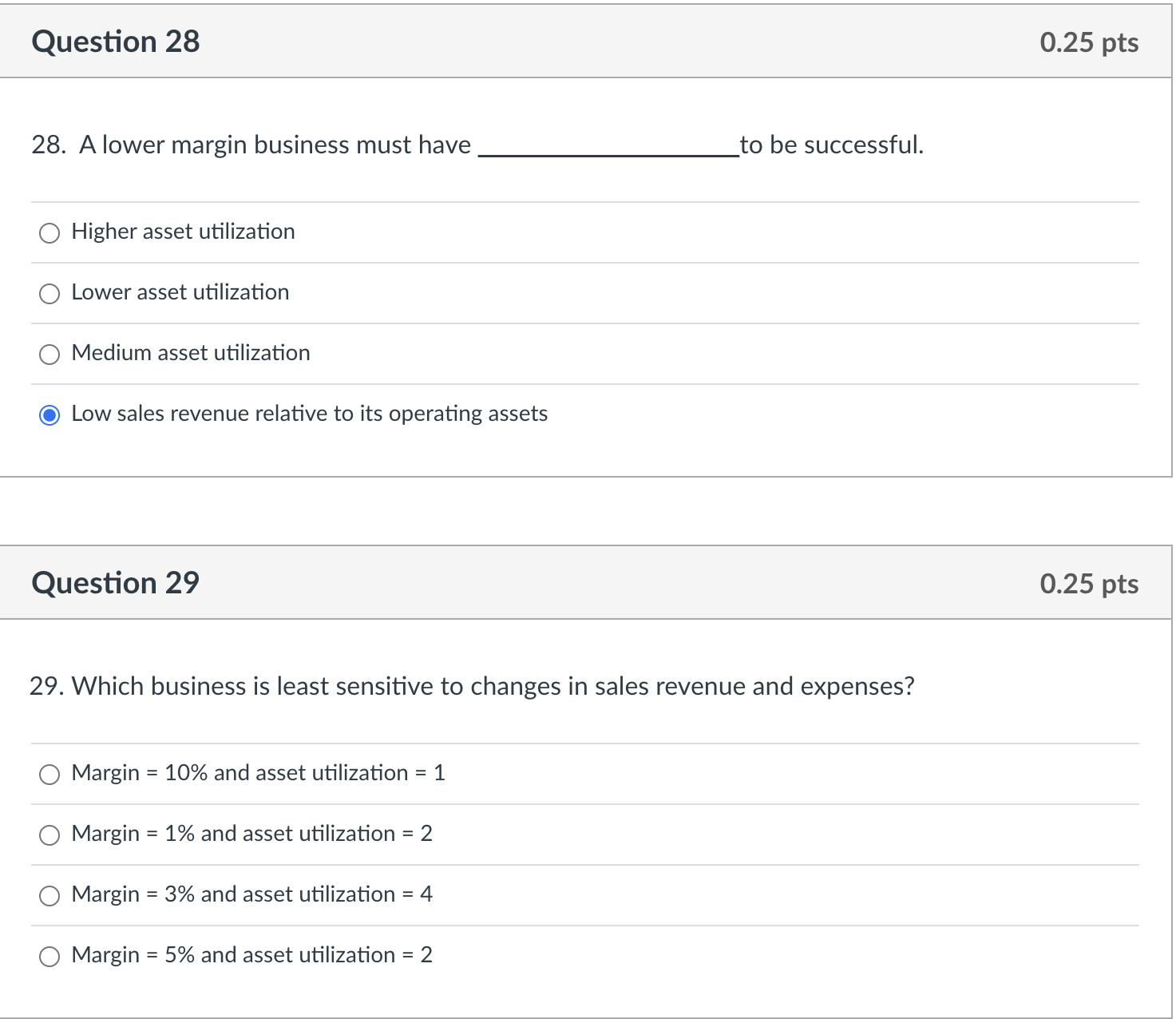 Solved Question 28A lower margin business must have😮 ﻿be | Chegg.com