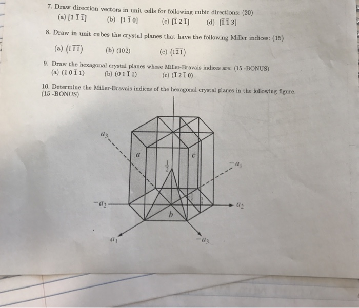 Solved Draw direction vectors in unit cells for following | Chegg.com