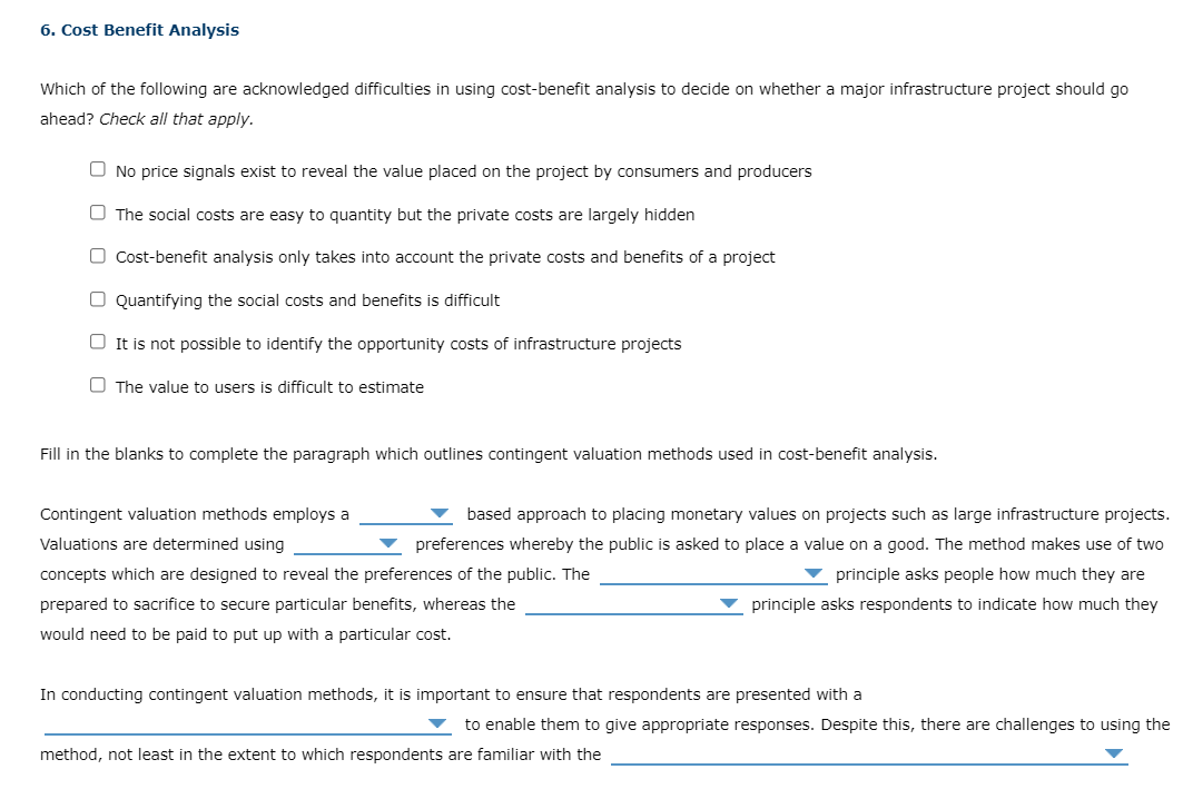 Solved 6. Cost Benefit Analysis Fill in the blanks to | Chegg.com