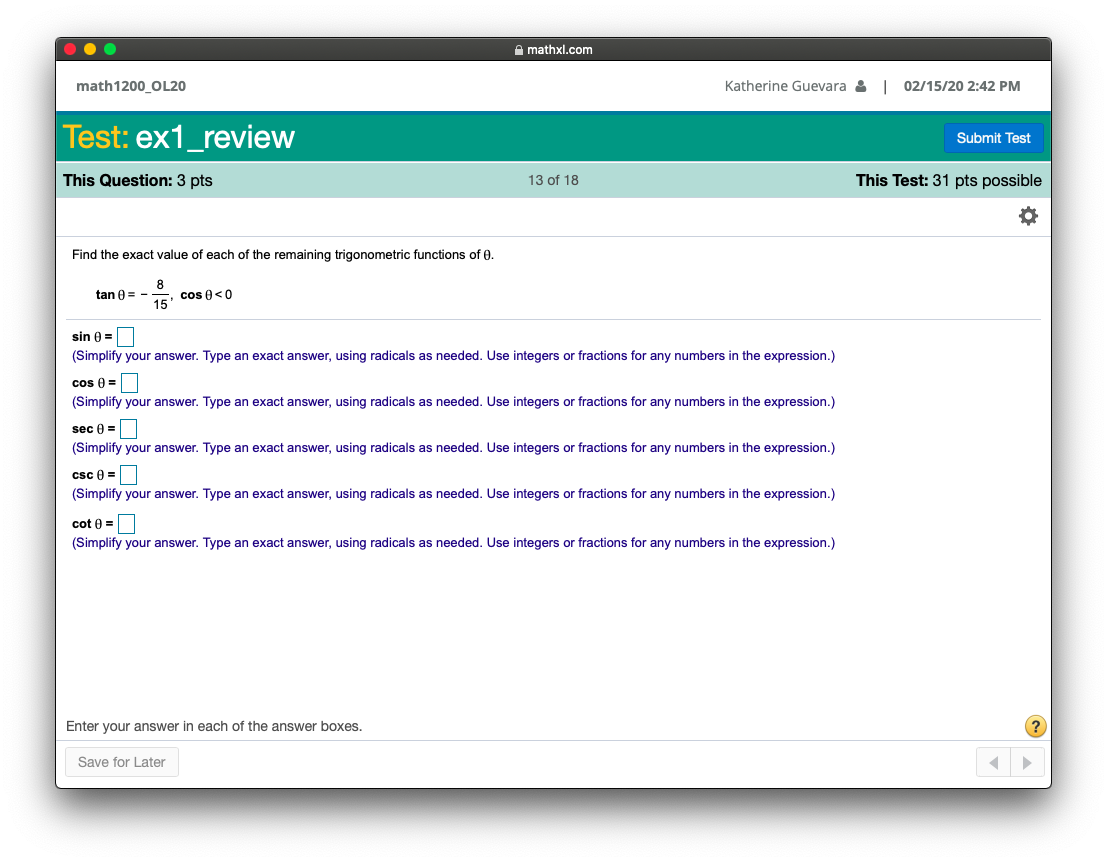 Solved mathxl.com mathal.com math 1200_OL20 Katherine | Chegg.com