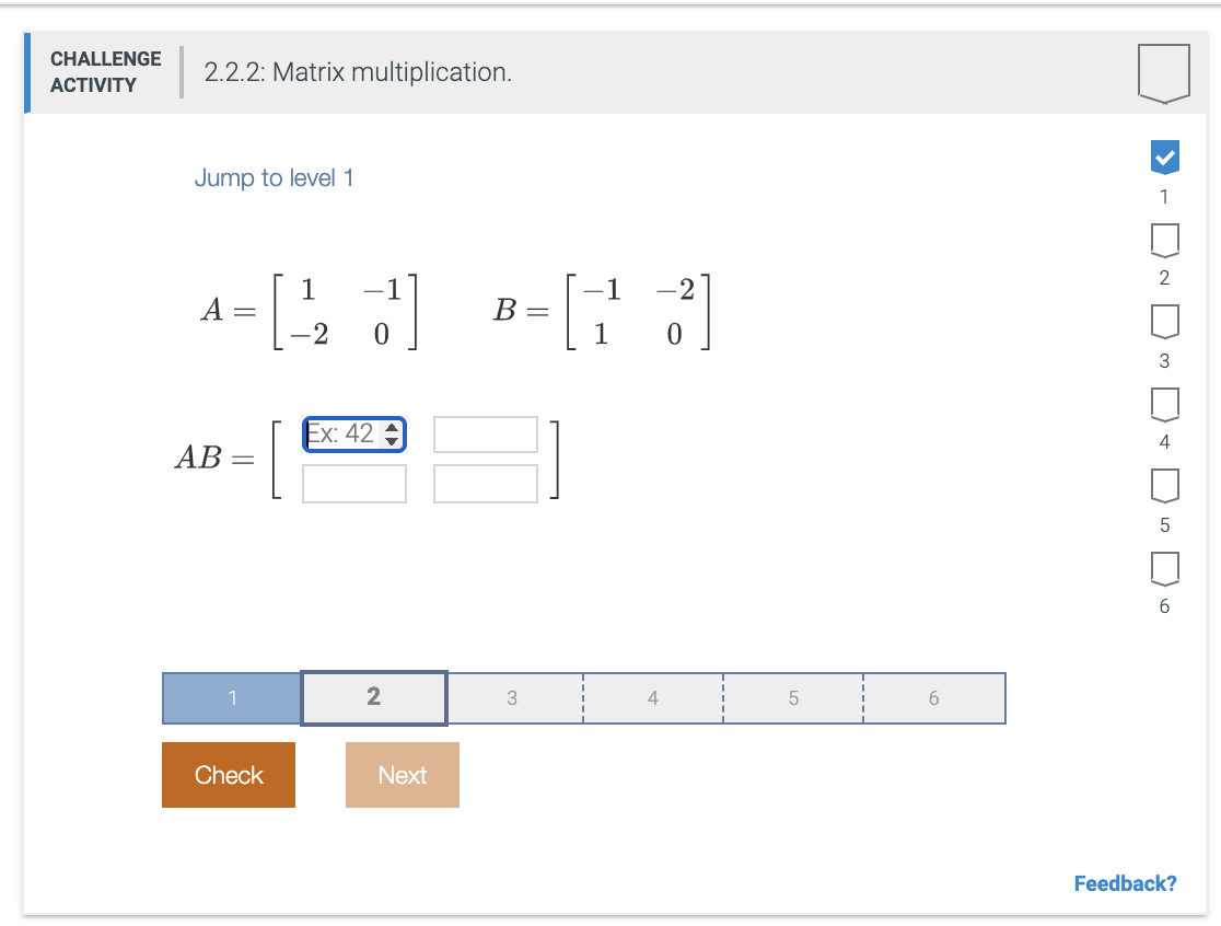 Solved CHALLENGE ACTIVITY 2.2.2: Matrix multiplication. Jump | Chegg.com