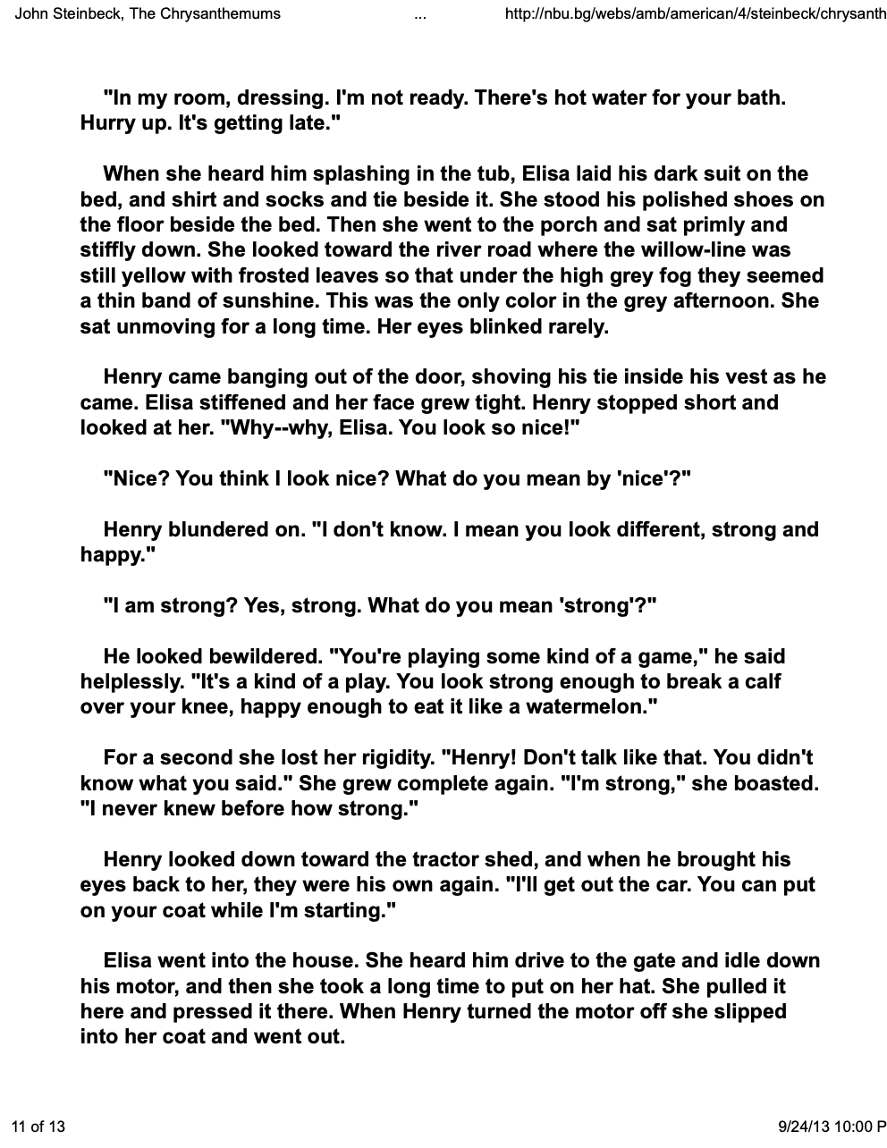 Solved John Steinbeck The Chrysanthemums The high | Chegg.com