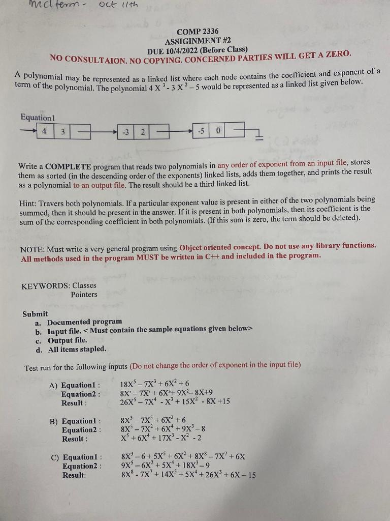 Solved COMP 2336 ASSIGINMENT #2 DUE 10/4/2022 (Before Class) | Chegg.com