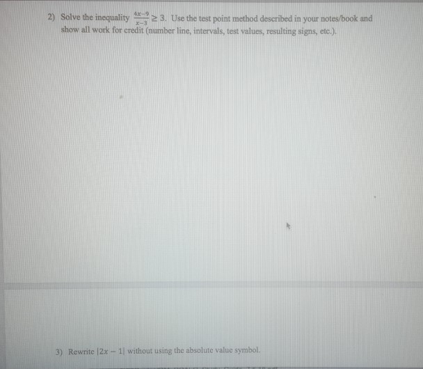 Solved 2) 4x-9 x-3 23 Ulse the test point method described | Chegg.com