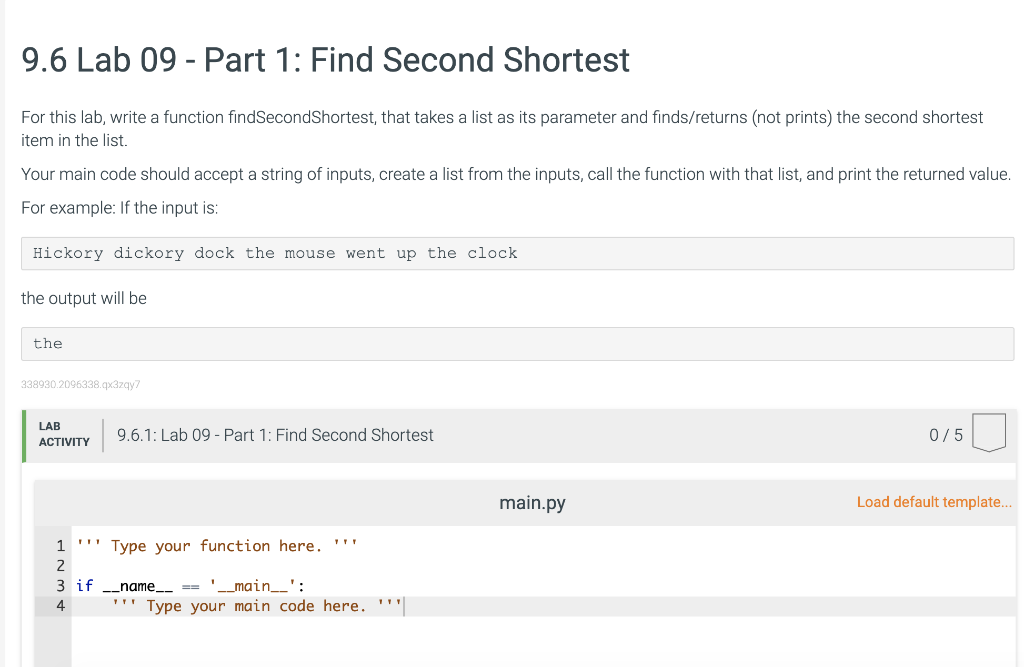 9.6 Lab 09 - Part 1: Find Second Shortest For this | Chegg.com