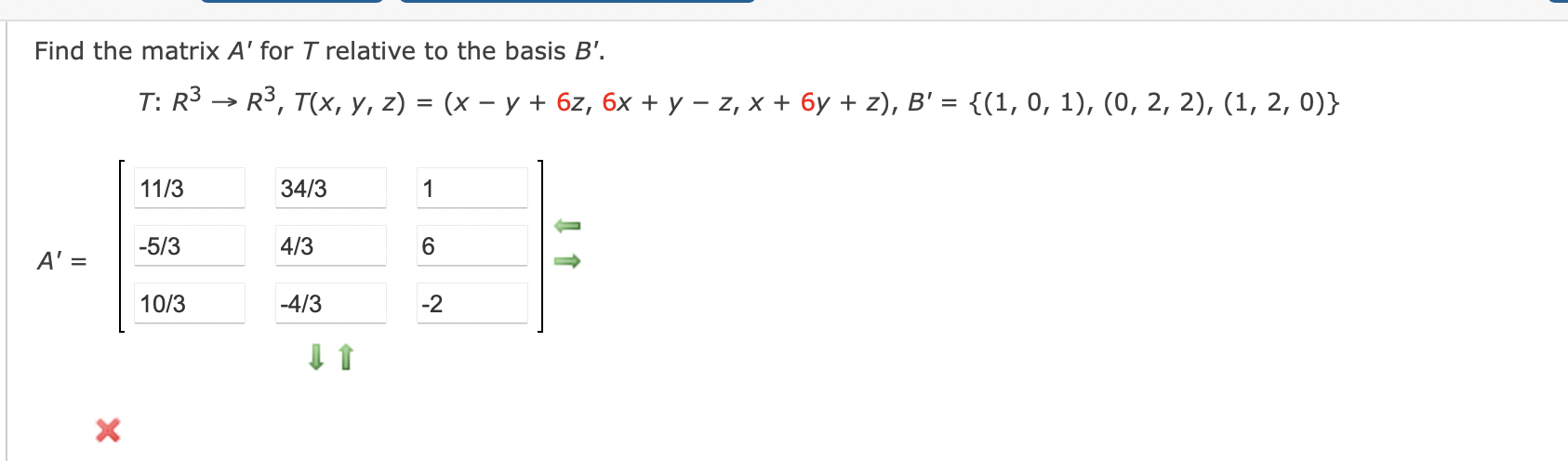 Solved Find the matrix A′ for T relative to the basis B′. | Chegg.com
