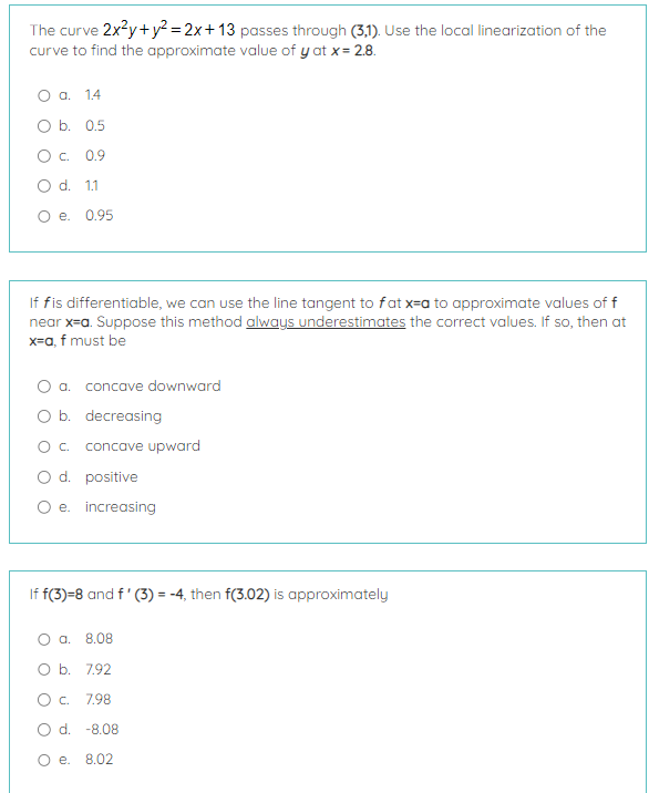 Solved The curve 2x2y+y2=2x+13 passes through (3,1). Use the | Chegg.com