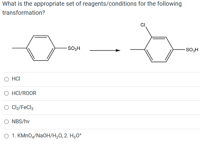 Solved What is the appropriate set of reagents/conditions | Chegg.com