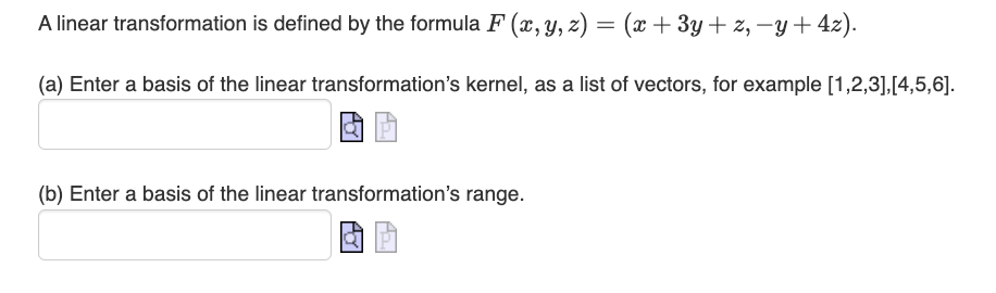 Solved A linear transformation is defined by the formula | Chegg.com