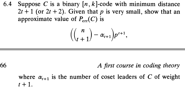 6.4 Suppose C is a binary [n, k]-code with minimum | Chegg.com