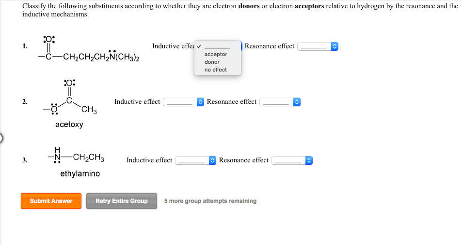 Solved Classify the following substituents according to | Chegg.com