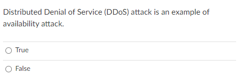 Solved Distributed Denial of Service (DDoS) attack is an | Chegg.com