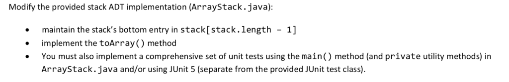 Solved Public Final Class Arraystack Implements Stackinterface Private T Stack Array Stack