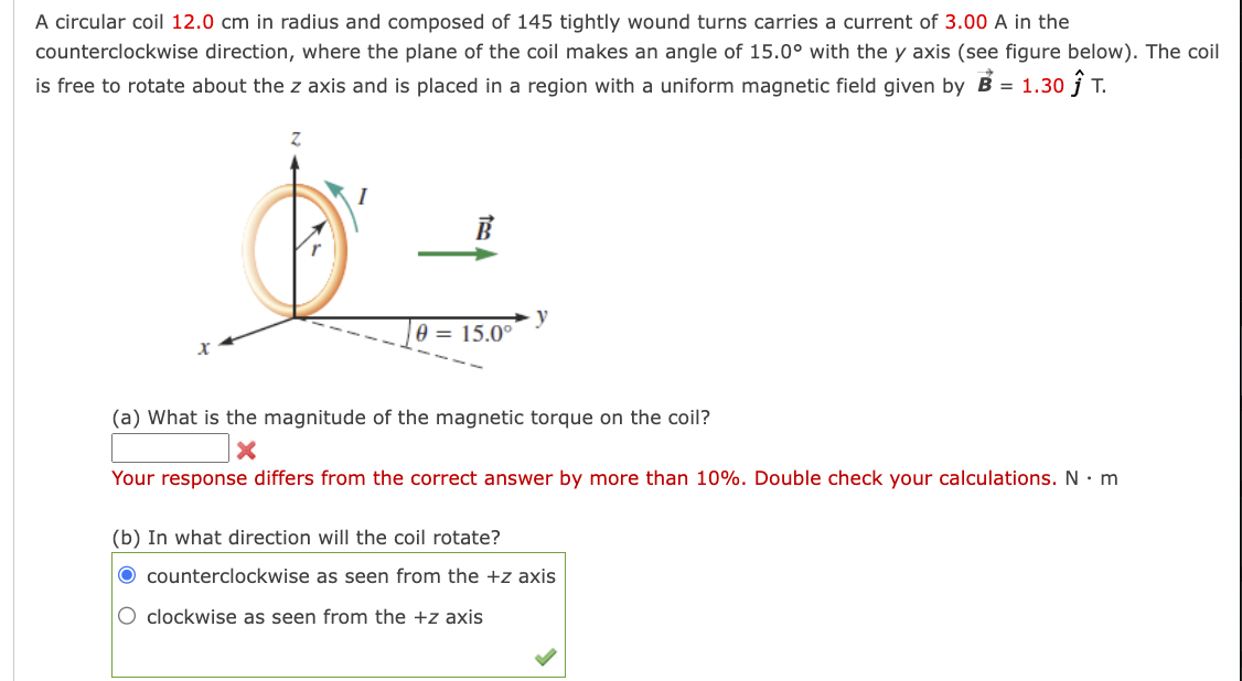 Solved A circular coil 12.0 cm in radius and composed of 145 | Chegg.com