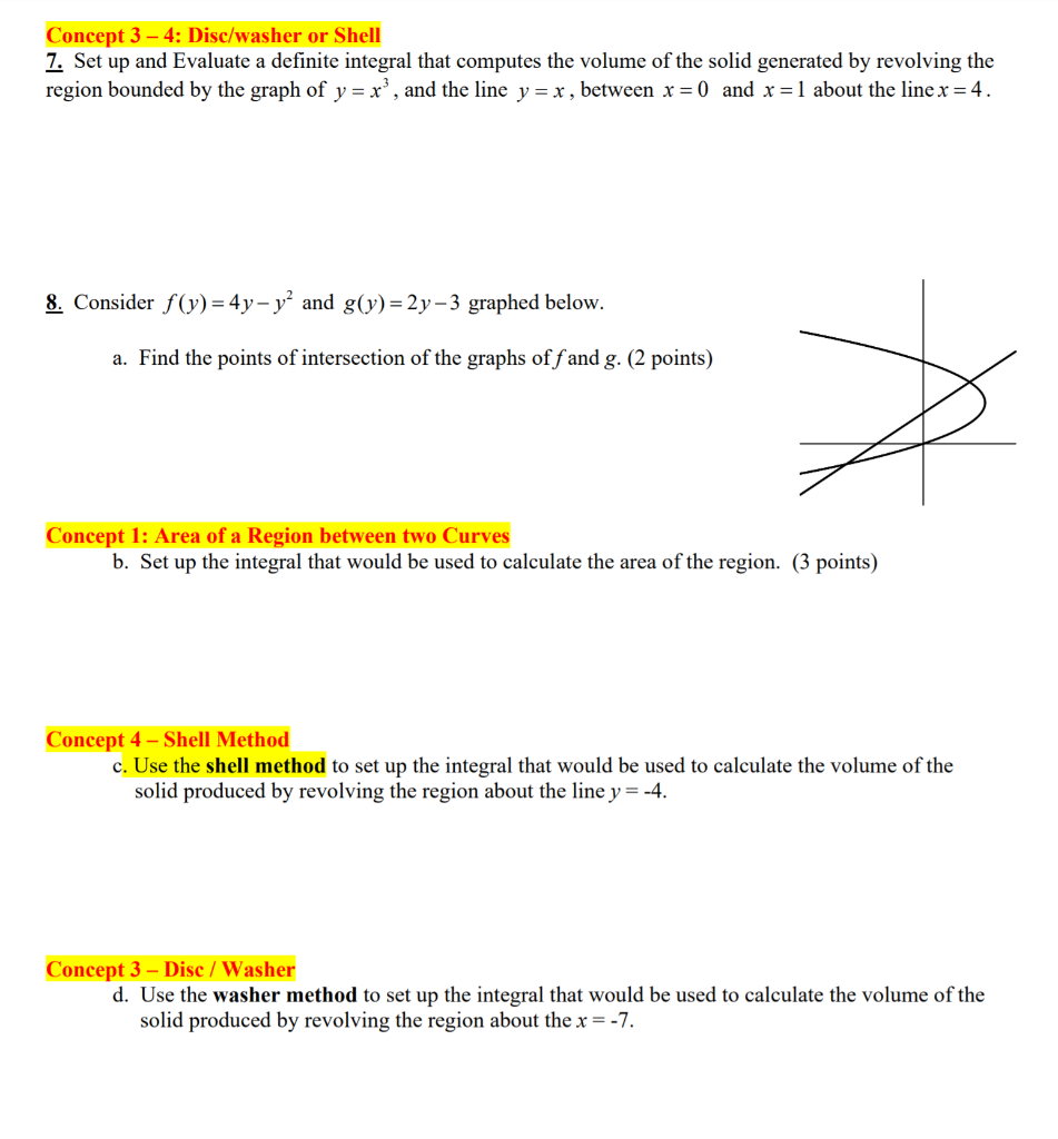 Solved Concept 3 - 4: Disc/washer or Shell 7. Set up and | Chegg.com