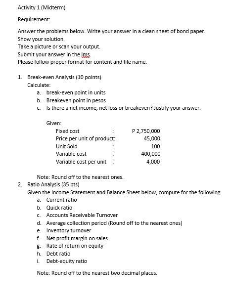 Solved Balance Sheet As of December 31, 2019 Activity 1 | Chegg.com