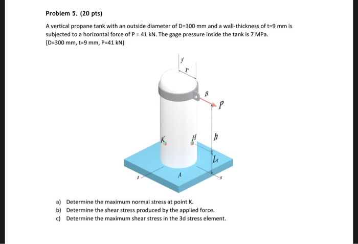 Solved Problem 5. (20 pts) A vertical propane tank with an | Chegg.com