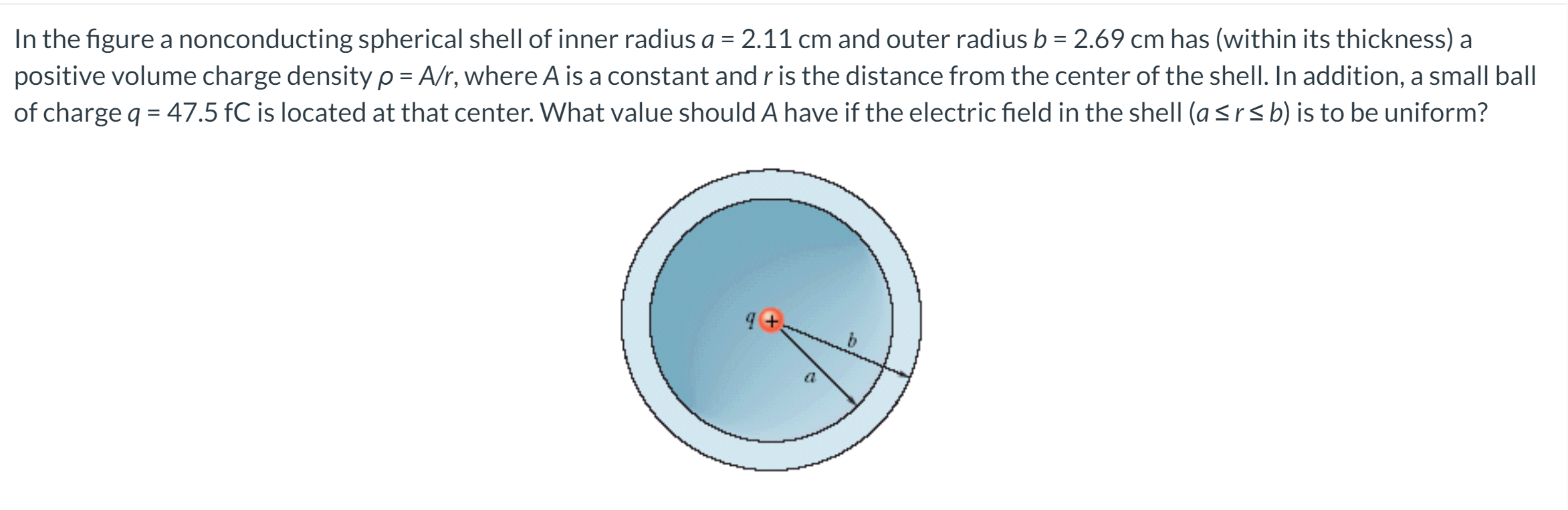 Solved In the figure a nonconducting spherical shell of | Chegg.com