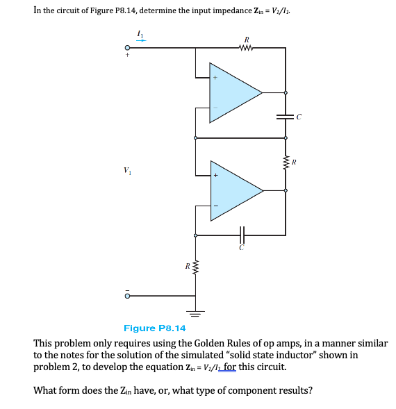Solved In the circuit of Figure P8.14, determine the input | Chegg.com