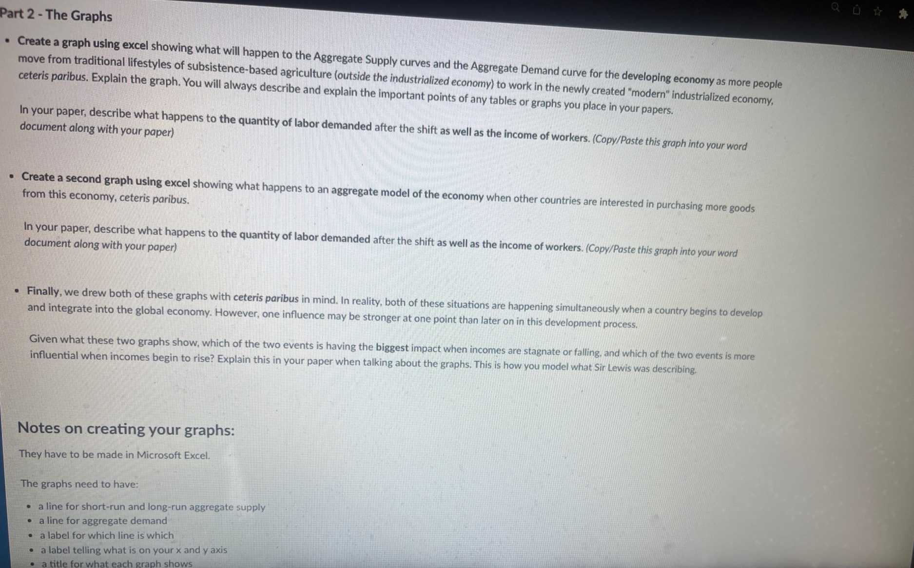 Solved Part 2 - ﻿The GraphsCreate a graph using excel | Chegg.com