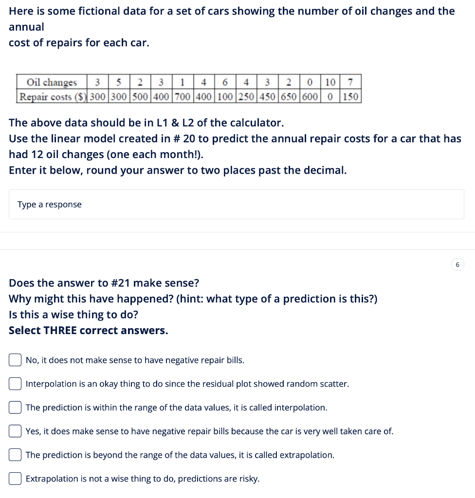 Solved Here is some fictional data for a set of cars showing | Chegg.com