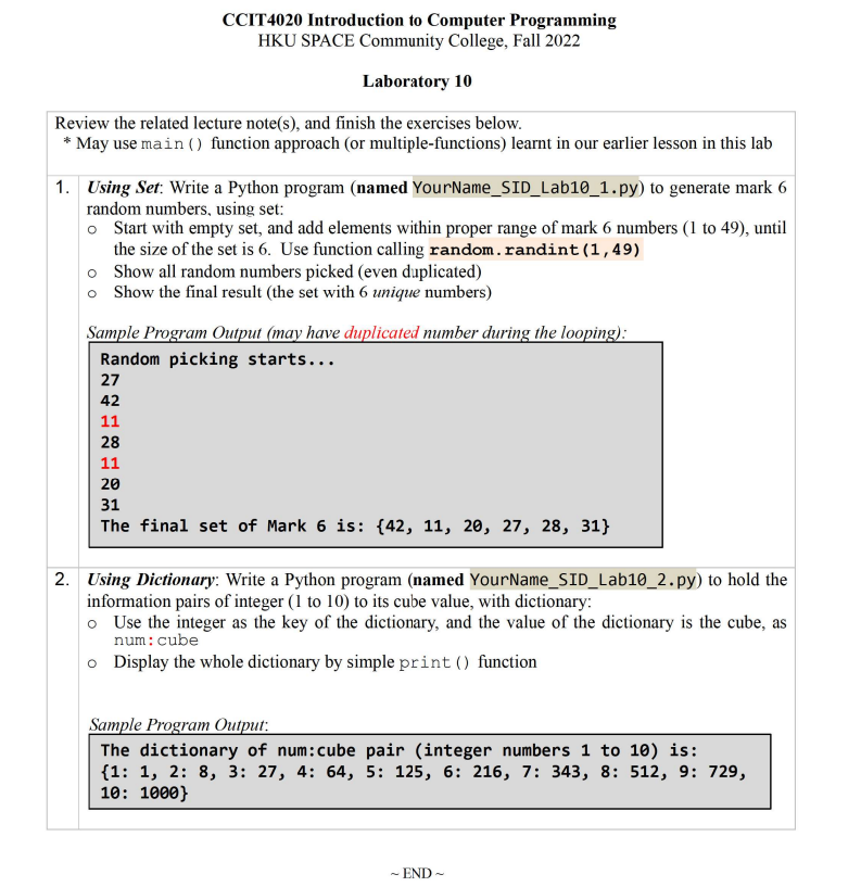Solved CCIT4020 Introduction to Computer Programming HKU | Chegg.com