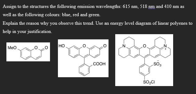 Solved Assign to the structures the following emission | Chegg.com