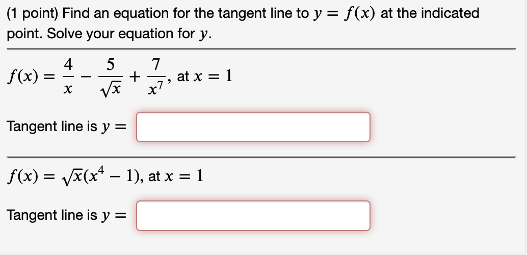 Solved Find an equation for the tangent line to 𝑦=𝑓(𝑥) at | Chegg.com