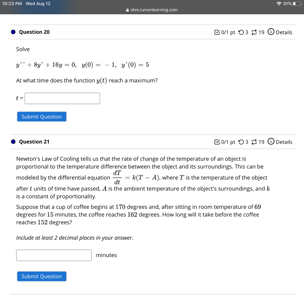 Solved 10:23 PM Wed Aug 12 31% ohm.lumenlearning.com | Chegg.com