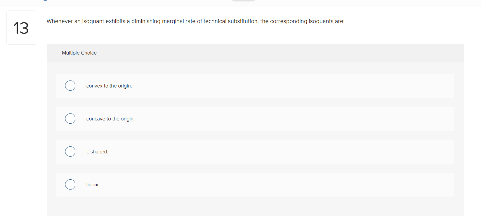 Solved 13 ﻿Whenever an isoquant exhibits a diminishing | Chegg.com