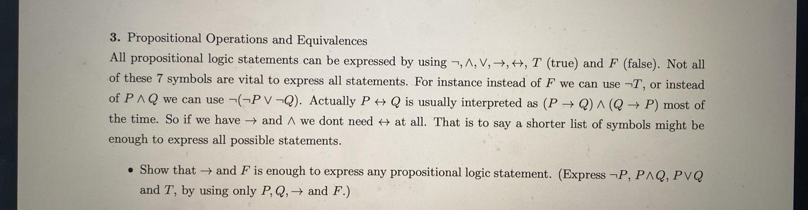 Solved 3. Propositional Operations and Equivalences All | Chegg.com