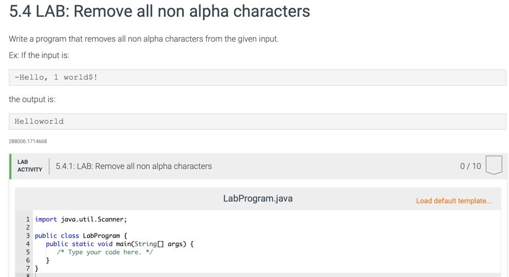 54 Lab Remove All Non Alpha Characters Write A 