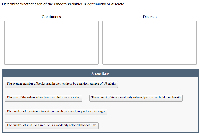 Solved Determine whether each of the random variables is | Chegg.com