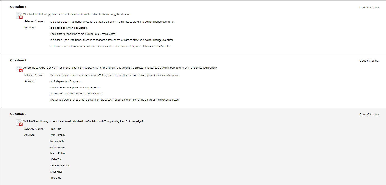 Question 6 O out of 5 points Which of the following | Chegg.com