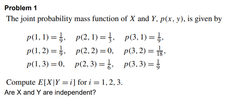 Solved Problem 1The joint probability mass function of x | Chegg.com