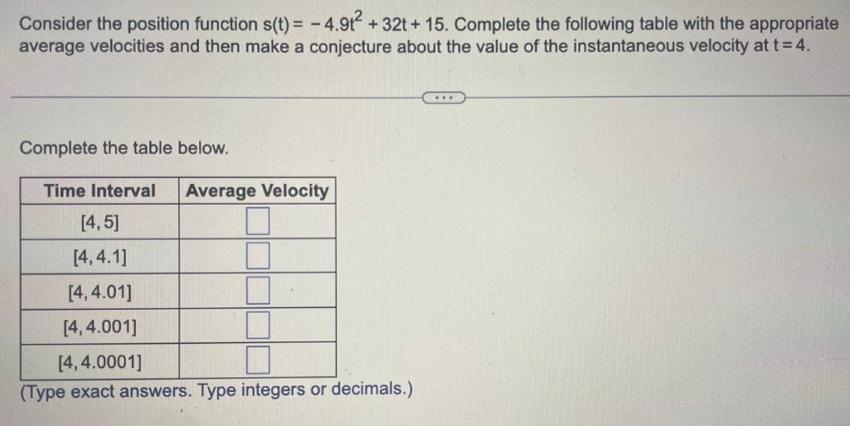 Solved Consider The Position Function S T −4 9t2 32t 15