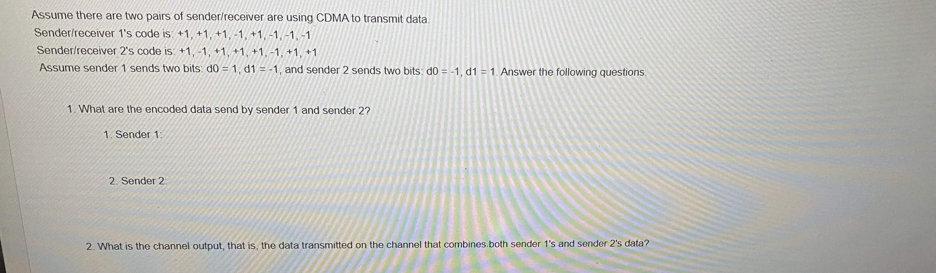 Solved Assume there are two pairs of sender/receiver are | Chegg.com