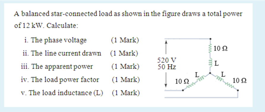 Solved A balanced star-connected load as shown in the figure | Chegg.com