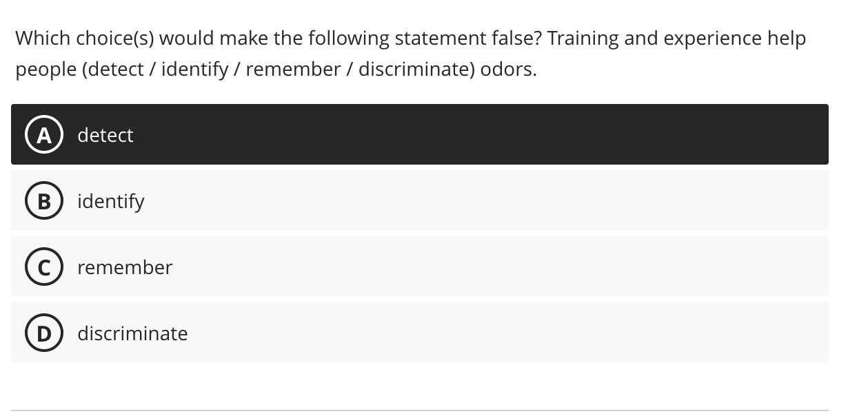 Solved Which choice(s) ﻿would make the following statement | Chegg.com
