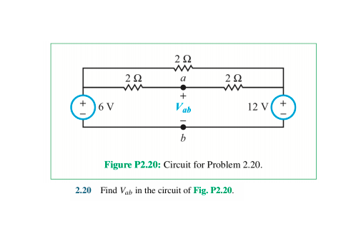 Solved 22 22 W a 22 w + 6V Vab 12 V b Figure P2.20: Circuit | Chegg.com