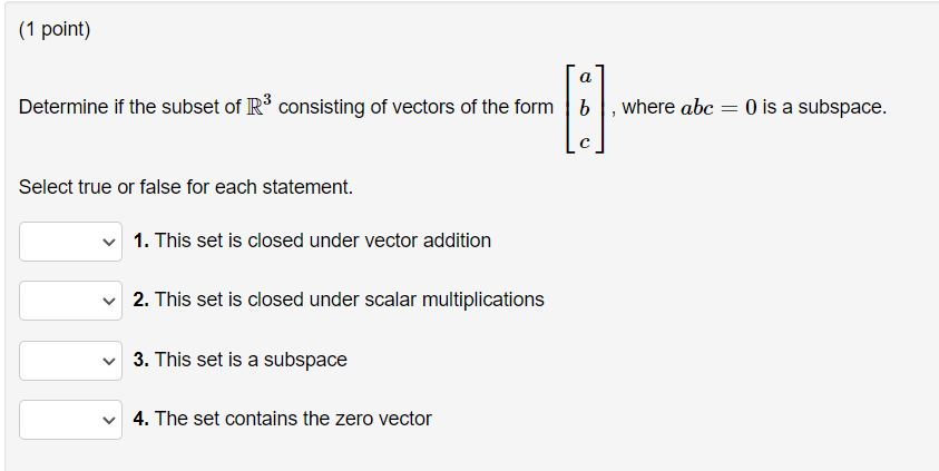 Solved Determine if the subset of R3 consisting of vectors | Chegg.com