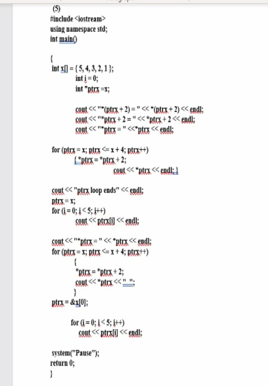 (5) #include using namespace std; int main() int x[] | Chegg.com