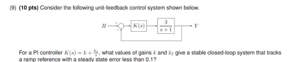 Solved (9) (10 pts) Consider the following unit-feedback | Chegg.com