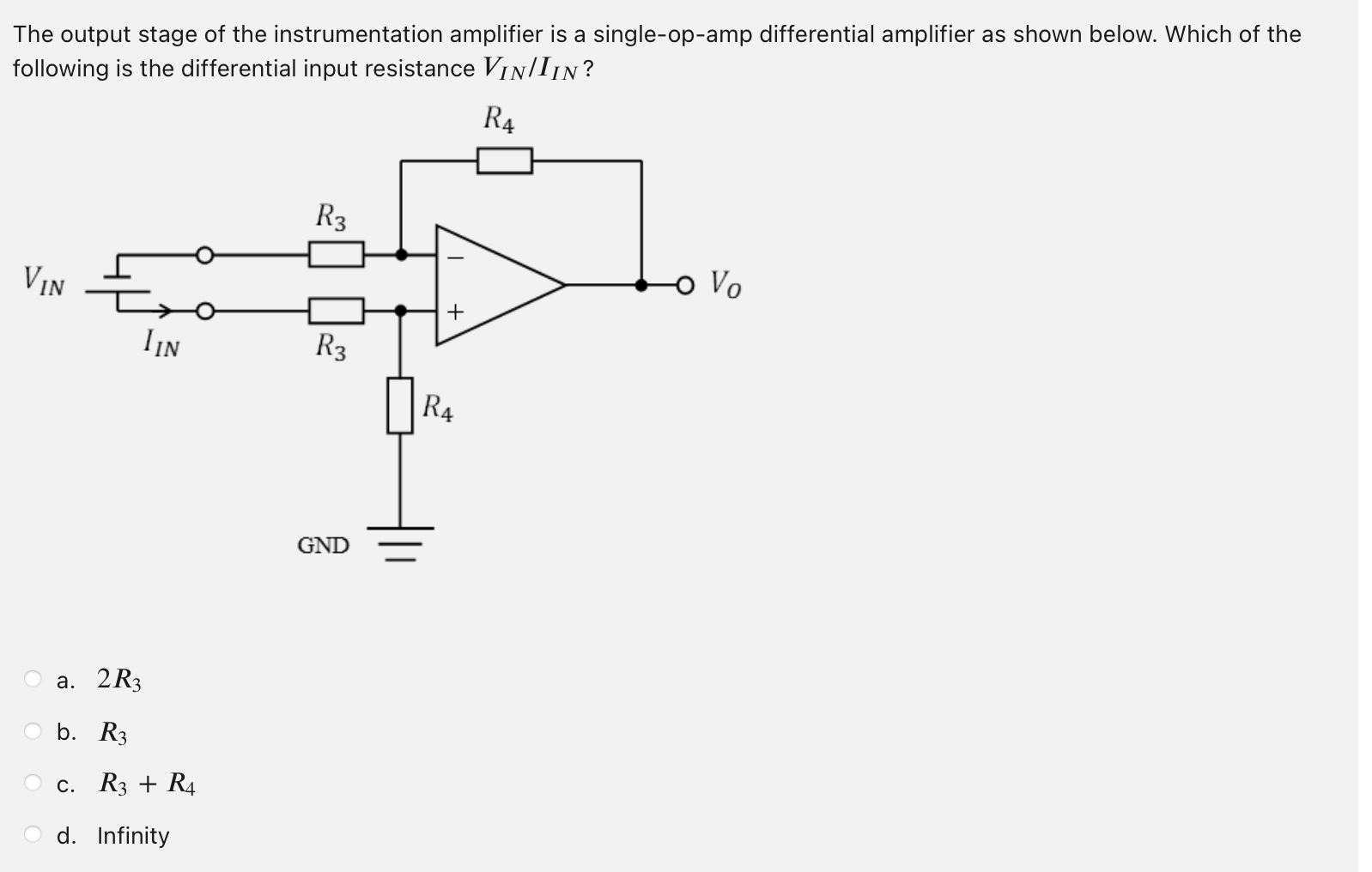 Solved The output stage of the instrumentation amplifier is | Chegg.com