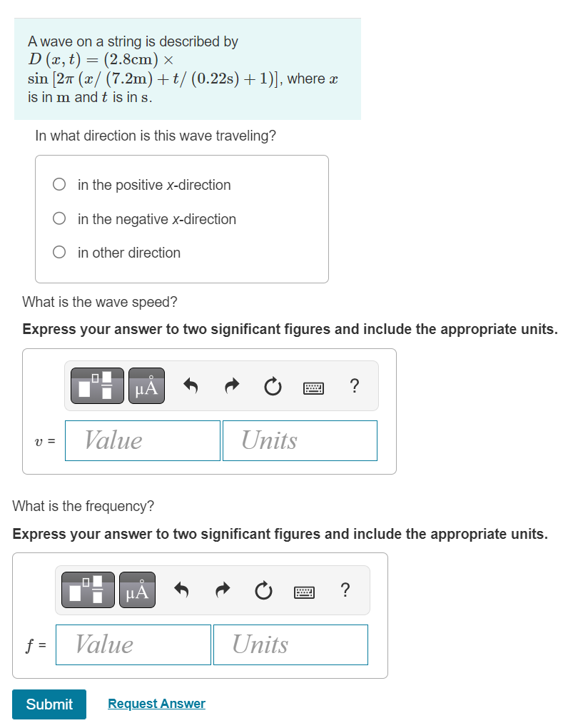Solved A wave on a string is described by D(x,t)=(2.8 cm)× | Chegg.com
