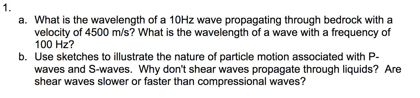 Solved 1 a. What is the wavelength of a 10HZ wave | Chegg.com