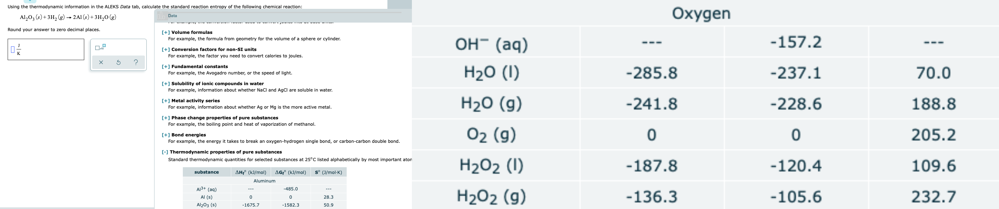 Solved Using the thermodynamic information in the ALEKS Data | Chegg.com
