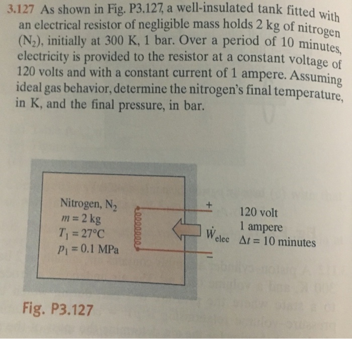 Solved As shown in Fig. P3.127, a well-insulated tank filled | Chegg.com