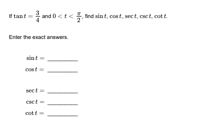 Solved If tant=43 and 0 | Chegg.com